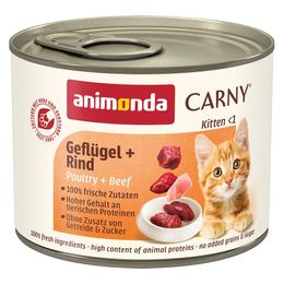 animonda Carny Kitten Gefl&uuml;gel + Rind Katzen-Nassfutter getreidefrei 12x200g
