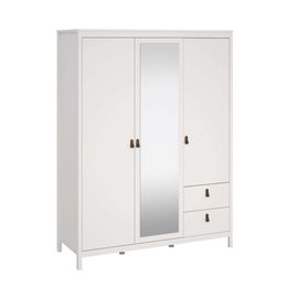 Dreht&uuml;renschrank Home Affaire "Madrid, Schrank, Kleiderschrank", wei&szlig;, B:150cm H:199cm T:58,4cm, FSC-zertifizierter Holzwerkstoff, Schr&auml;nke, Dreht&uuml;renschrank, Skandinavisches Design, Wahlweise Leder- oder Metallgriffe, Spiegel