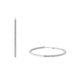 Paar Creolen Amor "2034424", bunt (silberfarben, wei&szlig;, kristallwei&szlig;), Ohrringe, Damen, 42mm, Silber 925 (Sterlingsilber), mit Zirkonia (synth.)