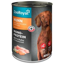 ZooRoyal Mono-Protein Huhn mit Zucchini, M&ouml;hren & Distel&ouml;l Hunde-Nassfutter getreidefrei 6x400g