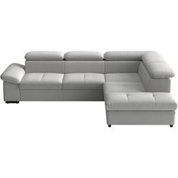 Sit & More Ecksofa SIT & MORE "Viola", silber, B:249cm H:73cm T:226cm, 100% Polyester, Sofas, Ecksofa, optional Bettfunktion