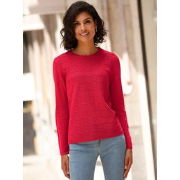 Strickpullover Classic Basics "Ajour-Pullover", Damen, Gr. 52, lila (erdbeere), 100% Polyacryl, unifarben, Pullover Strickpullover