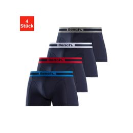 Boxer Bench. "Boxershorts f&uuml;r Herren", Herren, Gr. L, 4 Stk., bunt (navy, blau, navy, grau, meliert, navy, rot, navy, wei&szlig;), Jersey, Obermaterial: 95% Baumwolle, 5% Elasthan, unifarben, k&ouml;rpernah, Unterhosen, Unterhosen mit Overlock-N&auml;hten vorn