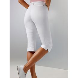 Caprijeans Ascari, Damen, Gr. 18, Kurzgr&ouml;&szlig;en, wei&szlig;, 54% Baumwolle, 37% Lyocell, 6% Elastomultiester, 3% Elasthan, unifarben, kurz, Jeans