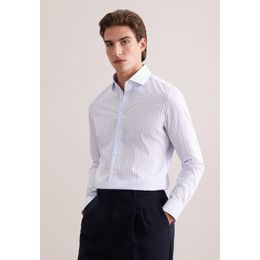 Businesshemd Seidensticker "Schwarze Rose", Herren, Gr. S (38), normale &Auml;rmell&auml;ngen, blau, 100% Baumwolle, gestreift, slim fit, 2-Knopf-Manschette, Hemden, Slim 1/1 Kentkragen Gestreift