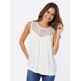 Shirttop Classic Basics, Damen, Gr. 38, beige (ecru), 95% Viskose, 5% Elasthan, unifarben, Rundhals, Tops Shirttop