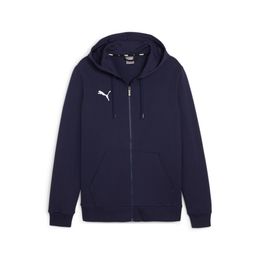 Kapuzensweatjacke Puma "TEAMGOAL CASUALS HOODED JACKET", Herren, Gr. L, Puma navy, Puma wei&szlig;, Sweatware, Obermaterial: 100% Baumwolle, unifarben, regular fit normal, angesetztes B&uuml;ndchen, Sweatjacken, mit Kapuze, f&uuml;r Fu&szlig;ball und Freizeit, mit Rei&szlig;verschluss