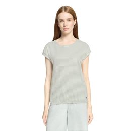 BETTY & CO Kurzarmshirt BETTY & CO "Damen mit Gummizug", Damen, Gr. L, gr&uuml;n, cream, Obermaterial: 92% Baumwolle, 7% Polyester, 1% Elasthan, loose fit normal, Rundhals, Shirts