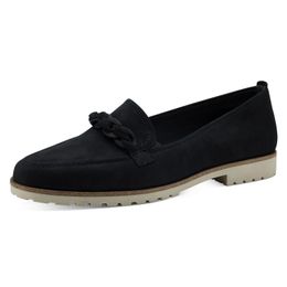 Loafer Tamaris, Damen, Gr. 40, blau (navy), Nubukleder, unifarben, Schuhe Loafer, Chunky Slipper, Plateau Slipper mit seitlichen Stretcheins&auml;tzen, Topseller