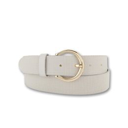 Bernd G&ouml;tz Lederg&uuml;rtel BERND G&Ouml;TZ "Lederg&uuml;rtel mit feiner Streifenpr&auml;gung und Goldschlie&szlig;e", Damen, Gr. 105, wei&szlig; (beige), Rindsleder, G&uuml;rtel Lederg&uuml;rtel