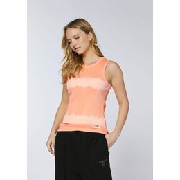 Tanktop Chiemsee, Damen, Gr. 34, melon, 95% Baumwolle, 5% Elasthan, slim fit, tiefer Rundhals, Tops Tanktop, - mit kleiner Logostickerei im Nacken