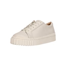 Sneaker Clarks "Mayhill", Damen, Gr. 41,5, wei&szlig;, Leder, Schuhe Sneaker, mit modischer gerippter Chunky-Sohle