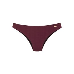 Bikini-Hose Copenhagen Studios "Nela", Damen, Gr. 38, N-Gr, rot (weinrot), Rippware, Recycling-Polyamid, strukturiert, unifarben, Badehosen Bikini-Hose, in knapper Schnittform