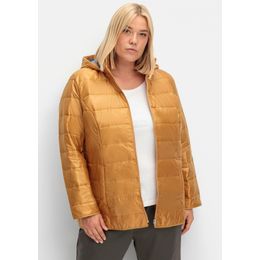 sheego Gro&szlig;e Gr&ouml;&szlig;en Steppjacke mit Kapuze, w&auml;rmend, senfgelb, Gr&ouml;&szlig;e 46 - Damen