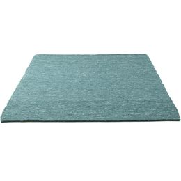 Sansibar Wollteppich &raquo;H&ouml;rnum&laquo; rechteckig 12 mm H&ouml;he Handweb Teppich, meliert, reine gewalkte Wolle, handgewebt blau Schurwolle B : 90cm 1 Stk., 12mm, L: 160cm