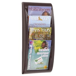 PAPERFLOW Wandprospekthalter, 4 F&auml;cher f&uuml;r Format DIN A4, schwarz, VE 2 Stk