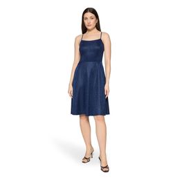 Cocktailkleid Vera Mont "Damen mit Schn&uuml;rung", Damen, Gr. 42, Normalgr&ouml;&szlig;en, dunkelblau, schwarz, Obermaterial: 100% Polyester. Futter: 100% Polyester, ausgestellt kurz, Rundhals, Kleider