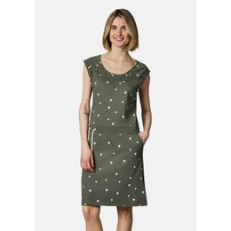 Sommerkleid Ragwear "Penelope Hearts YOUMODO", Damen, Gr. XXL (44), Normalgr&ouml;&szlig;en, schwarz olive, 100% Baumwolle, tailliert ca. Mitte Oberschenkel, Rundhals, &Auml;rmel ohne &Auml;rmelschlitz abgesteppte Kante, Kleider Sommerkleid, leichtes Baumwoll Kleid mit verspieltem Print