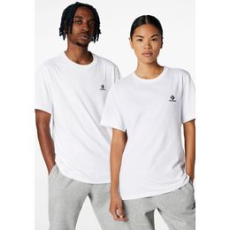 T-Shirt Converse "GO-TO EMBROIDERED STAR CHEVRON TEE", Damen, Gr. M, wei&szlig;, Single Jersey, Obermaterial: 100% Baumwolle, unifarben, Rundhals, normaler Saum, Shirts T-Shirt, Unisex