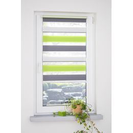 Doppelrollo Liedeco "dreifarbig" Gr. 1, gr&uuml;n (gr&uuml;n, grau, wei&szlig;), B:45cm H:160cm, Polyester, Rollos
