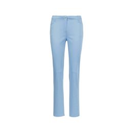 Stoffhose GOLDNER "Kurzgr&ouml;&szlig;e Baumwollhose mit Dehnbund", Damen, Gr. 21, K-Gr, blau (hellblau), Obermaterial: 98% Baumwolle CO. 2% Elasthan EL., normal, Hosen Stoffhose, Ohne