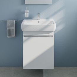 evineo ineo5 evo Unterschrank B: 49 cm, 1 T&uuml;r, mit Griffmulde, f&uuml;r Geberit Renova Plan Handwaschbecken,, BE0984WH,