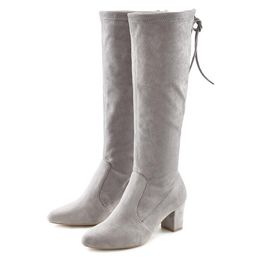 Lascana Schlupfstiefel 'Schlupfboots, Slouchy Boots, Slip-On,' grau Gr. 35 f&uuml;r Damen