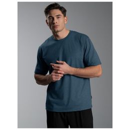 T-Shirt TRIGEMA "TRIGEMA T-Shirt DELUXE Baumwolle", Herren, Gr. L, blau (jeans, melange), Single Jersey, 100% Baumwolle, Basic, lang, Rundhals, Shirts T-Shirt