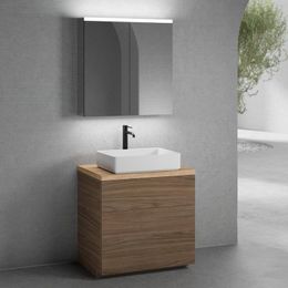 neoro n50 Unterschrank B: 80 cm mit 2 Ausz&uuml;gen, Waschtisch B: 58 cm wei&szlig; matt, mit Spiegelschrank f&uuml;r die Schweiz,,
