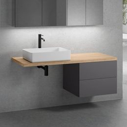 neoro n50 Schrank mit Waschtisch B: 140,5 T: 51,5 cm, 2 Ausz&uuml;ge, BN0065WM+BN0421GR+BN0408W1,