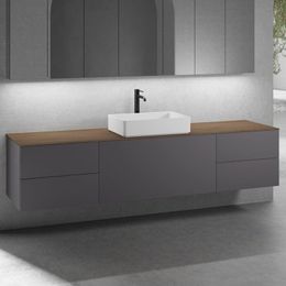 neoro n50 M&ouml;belanlage B: 220 cm mit 5 Ausz&uuml;gen, Waschtisch B: 58 cm wei&szlig; matt,, BN0065WM+2#BN0421GR+BN0433GR+BN0415WL,