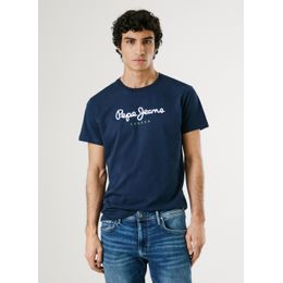 Rundhalsshirt Pepe Jeans "EGGO", Herren, Gr. XXL (58/60), blau (marine), Jersey, Obermaterial: 100% Baumwolle, bedruckt, normal normal, Rundhals, Shirts Rundhalsshirt