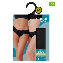 Sloggi 2er-Set: Slips "Go Casual" in Schwarz - 55% | Gr&ouml;&szlig;e XS | Damen-unterteile