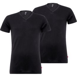 Levi's T-Shirt LEVI'S, Herren, Gr. L, schwarz (jet schwarz), Single Jersey, Obermaterial: 95% Baumwolle, 5% Elasthan, unifarben, normal normal, V-Ausschnitt, Shirts T-Shirt, V-Ausschnitt, Kurzarm, Cotton-Mix, elastisch