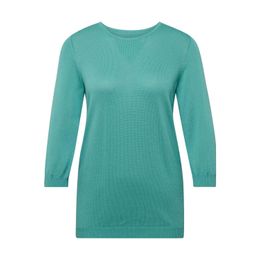 3/4 Arm-Pullover GOLDNER "Strickpullover mit Ajourmuster", Damen, Gr. 40, gr&uuml;n (eukalyptus), Obermaterial: 50% Baumwolle CO. 50% Polyacryl PAN., normal, Rundhals, Sonstiges, Pullover, Ohne