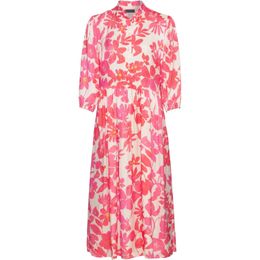 Reitmayer Blumen-Kleid mit Stehkragen Wei&szlig;/Rosa (Gr&ouml;&szlig;e: 46)