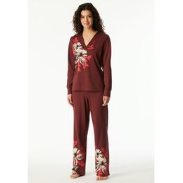 Schiesser Pyjama in Rot - 53% | Gr&ouml;&szlig;e 38 | Damen-loungewear
