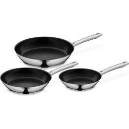 Pfannen-Set WMF "Inspiration, Pfannenset Induktion, herausragende Antihaftversiegelung", silber (polierter edelstahl), Pfannen, TransTherm-Allherdboden spart Energie, geeignet f&uuml;r alle Herdarten