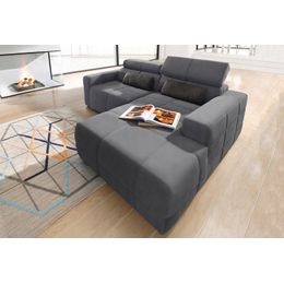 Ecksofa DOMO collection "BRANDON inkl. Kopfteilverstellung, 214x100x80 cm, L-Form", grau (dunkelgrau), B:214cm H:80cm T:175cm, Sofas, Ecksofa, Mit Kopfteilverstellung, auch in Leder und Cord, L-Form