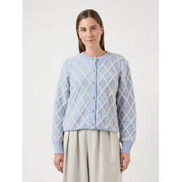 Y.A.S YAS Cardigan in Hellblau/ Wei&szlig; - 71% | Gr&ouml;&szlig;e L | Damen-pullover-cardigans