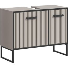 Waschbeckenunterschrank Welltime "LOCRI, H&ouml;he 63 cm, 2 T&uuml;ren, 2 Einlegeb&ouml;den, mit Siphonausschnitt", kaschmir, schwarz, B:80cm H:63cm T:32cm, FSC-zertifizierter Holzwerkstoff, Schr&auml;nke, Waschbeckenunterschrank, Badm&ouml;bel, Badschrank, Badkommode, Kommode, Schrank, Bad, Badezimmer