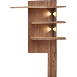 Wandboard Wohnconcept "Donna Wandpaneel, 122x174x24 ( BxHxT)", wildeiche bianco, B:122cm H:174cm T:24cm, Glas, Holzwerkstoff, Massivholz, Regale, Wandboard, Beleuchtung optional bestellbar, 3 B&ouml;den, Massivholzblende
