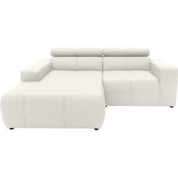 Ecksofa DOMO collection "BRANDON inkl. Kopfteilverstellung, 214x100x80 cm, L-Form", wei&szlig;, B:214cm H:80cm T:175cm, Luxus-Kunstleder;100% Polyurethan, Sofas, Ecksofa, Mit Kopfteilverstellung, auch in Leder und Cord, L-Form