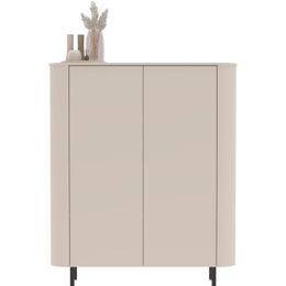 Highboard OTTO HOME "Lido, B/H 150/154 cm, 2 T&uuml;ren, 4 offene F&auml;cher, Stauraumschrank", cashmere, B:131cm H:154cm T:43cm, Sideboards, Highboard, Formgebogenes MDF, Stirnseiten mit Rundung, Push-to-open, Metallf&uuml;&szlig;e