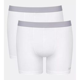 Boxer Sloggi "Men GO ABC 2.0", Herren, Gr. XS, wei&szlig;, Single Jersey, Obermaterial: 95% Baumwolle, 5% Elasthan, clean, unifarben, k&ouml;rpernah, Unterhosen, l&auml;ngeres Bein, Baumwollmix, weich, elastischer Bund