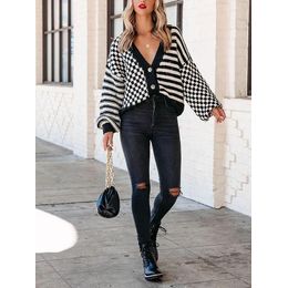 Milan Kiss Cardigan in Schwarz/ Wei&szlig; - 60% | Gr&ouml;&szlig;e S | Damen-pullover-cardigans