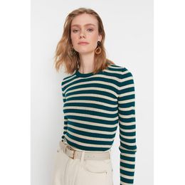 Trendyol Pullover in Dunkelgr&uuml;n/ Creme - 45% | Gr&ouml;&szlig;e L | Damen-pullover-cardigans