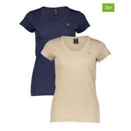 G-Star Raw G-Star 2er-Set: Shirts in Dunkelblau/ Beige - 47% | Gr&ouml;&szlig;e XL | Damen-tops