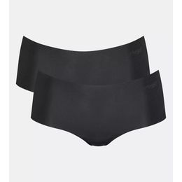 Panty Sloggi "ZERO Microfibre 2.0", Damen, Gr. L, schwarz, Single Jersey, Obermaterial: 76% Polyamid, 24% Elasthan, k&ouml;rpernah, Unterhosen Panty, nahtlos, gewellte Abschl&uuml;sse hinten, Microfaser