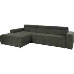 Ecksofa DOMO collection "BRANDON 289x177x80 cm, whlw. mit Sitztiefenverstellung, L-Form", gr&uuml;n (dunkelgr&uuml;n), B:289cm H:80cm T:175cm, Luxus-Microfaser in Antikleder-Optik (100% Polyester);Luxus-Microfaser (100% Polyester);Kunstleder SOFTLUX, Sofas, Ecksofa, mit Kopfteilverstellung, wahlweise Sitztiefenverstellung, L-Form